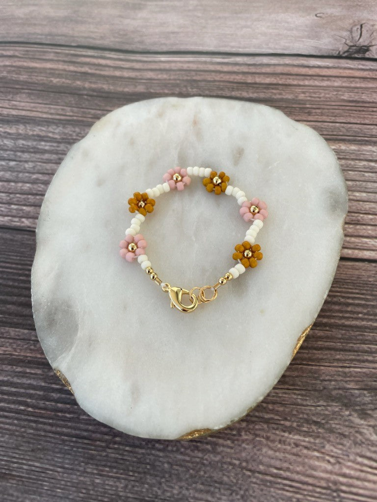 14K Gold Filled Floral Bracelet - Mustard + Blush – Quill+Goose